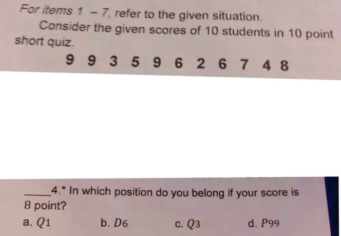 SOLVED: For items 7, refer to the given situation. Consider the given ...