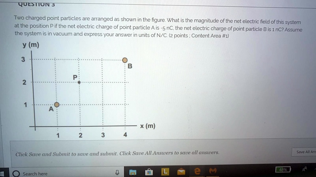 SOLVED: QUESTION 3 Two charged point particles are arranged as shown in ...
