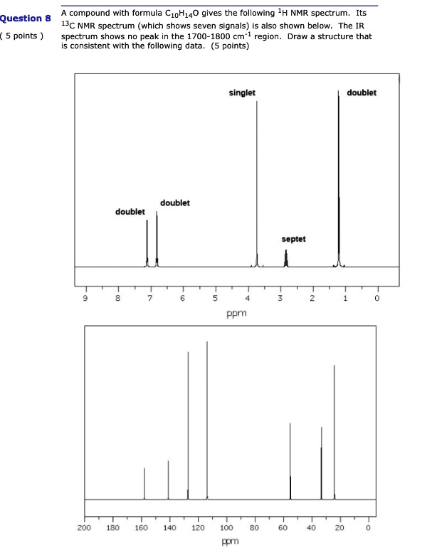 SOLVED: Compound with formula C10H40 gives the following 1H NMR ...
