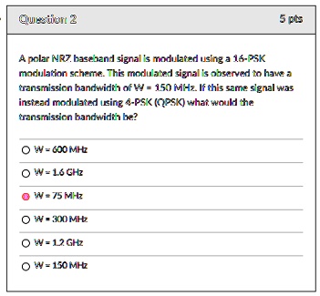 SOLVED: A polar NRZ baseband signal is modulated using a 16-PSK ...