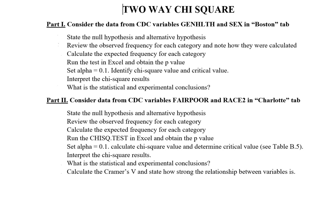 SOLVED: Two-Way Chi-Square Part I: Consider the data from CDC variables ...