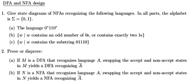 Give The State Diagram Of Nfas Recognizing The Following Languages In All Parts The Alphabet 