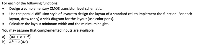 SOLVED: For each of the following functions, design a complementary ...