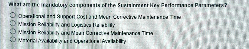 What are the mandatory components of the Sustainment Key Performance ...