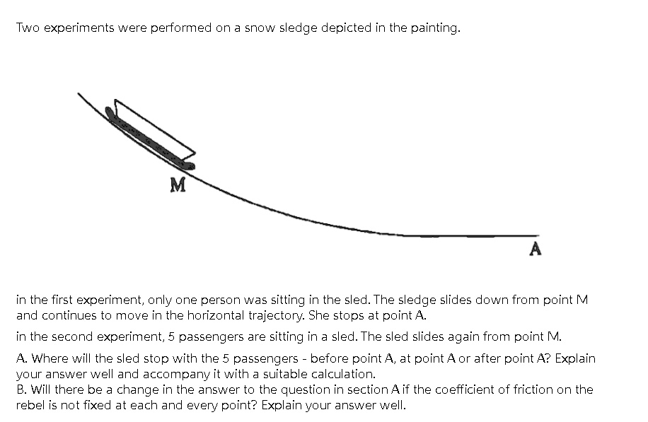 Two experiments were performed on a snow sledge depicted in the ...