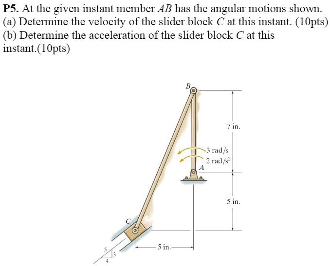 SOLVED: At the given instant, member AB has the angular motions shown. a) Determine the velocity ...