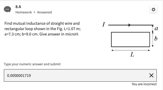8a homework answered find mutual inductance of straight wire and rectangular loop shown in the ...
