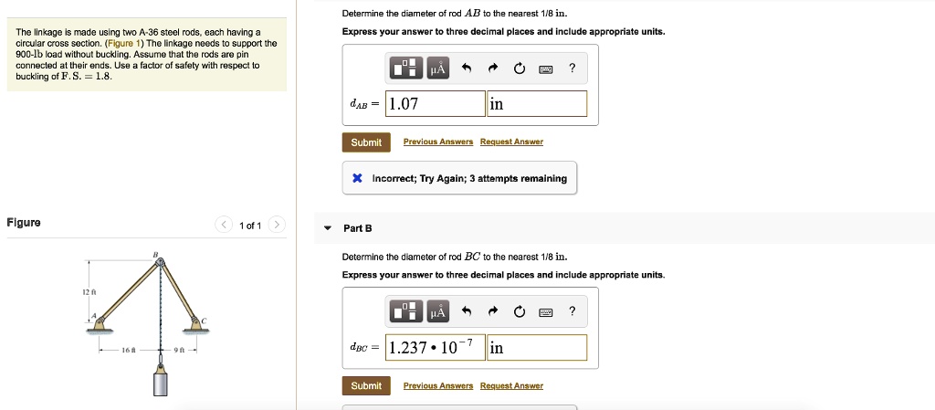 SOLVED: The linkage is made using two A-36 steel rods, each having a ...