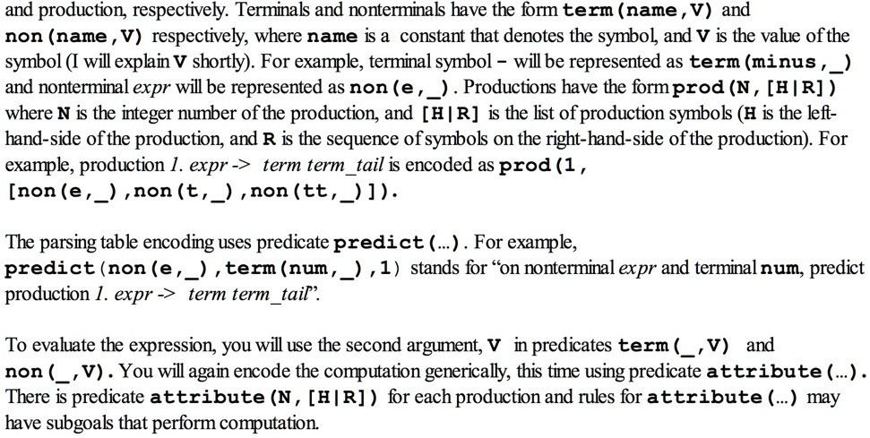 and production, respectively. Terminals and nonterminals have the form term(name, V) and(name, V ...