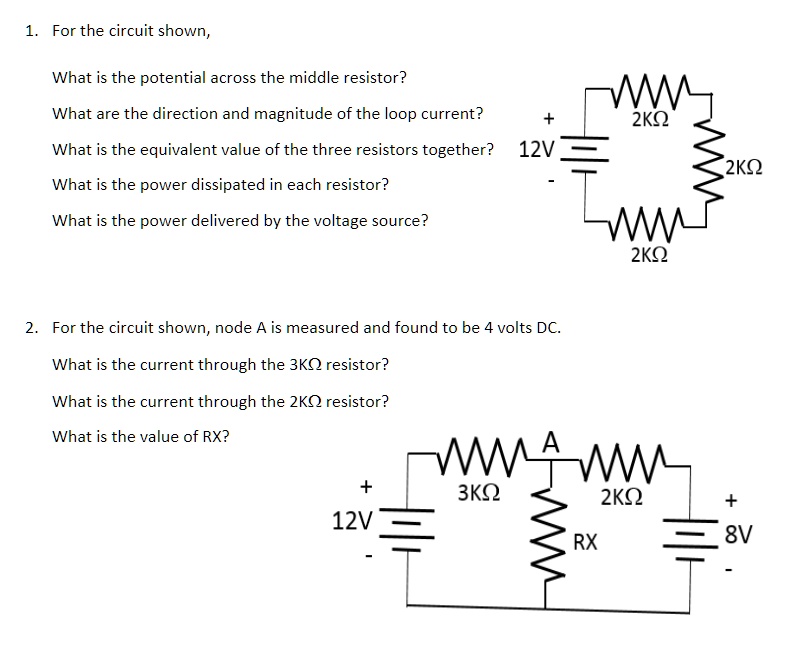 SOLVED: For the circuit shown, What is the potential across the middle ...