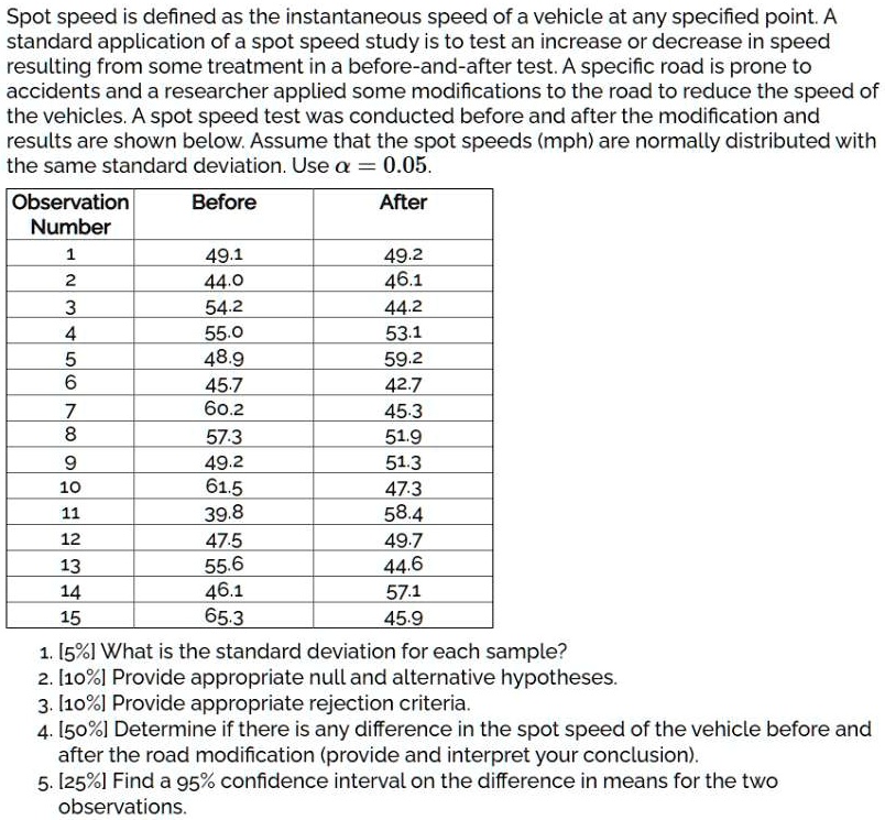 SOLVED:Spot speed is defined as the instantaneous speed of a vehicle at ...