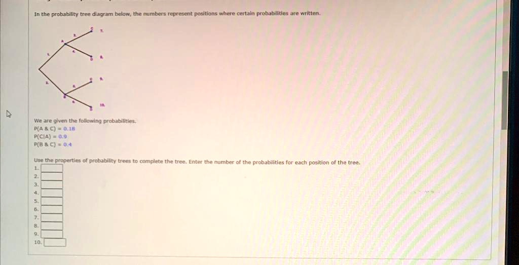 SOLVED: In the probability tree diagram below, the numbers represent positions where certain ...