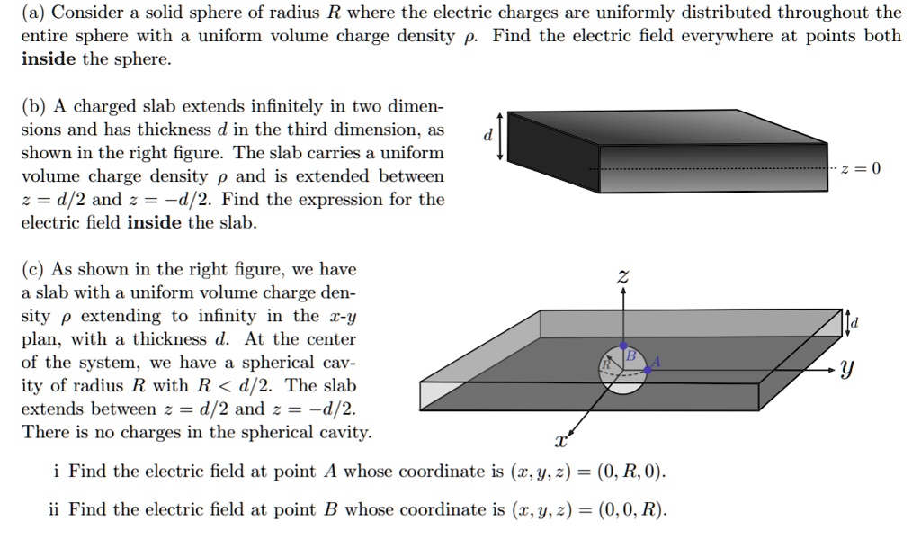 SOLVED:(a) Consider a solid sphere of radius R where the electric charges are uniformly ...