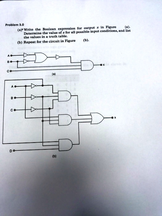 Problem 30 A A Write The Boolean Expression For Output X In Figure Determine The Value Of