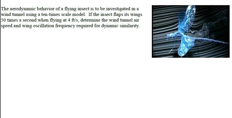 SOLVED: The aerodynamic behavior of a flying insect is to be ...