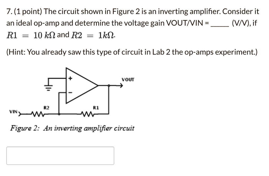 7 1 point the circuit shown in figure 2 is an inverting amplifier consider it an ideal op amp ...