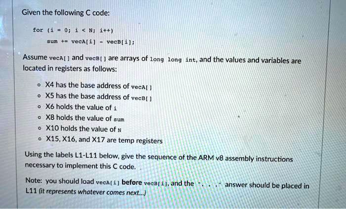 SOLVED: Given the following C code: for(i=0; i