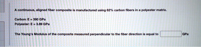 SOLVED: A continuous, aligned fiber composite is manufactured using 62% ...