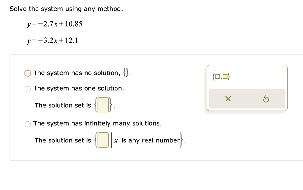 SOLVED Solve The System Using Any Method Y 2 Tx 10 85 Y 3 2x 12 1 solved-solve-the-system-using-any-method-y-2-tx-10-85-y-3-2x-12-1