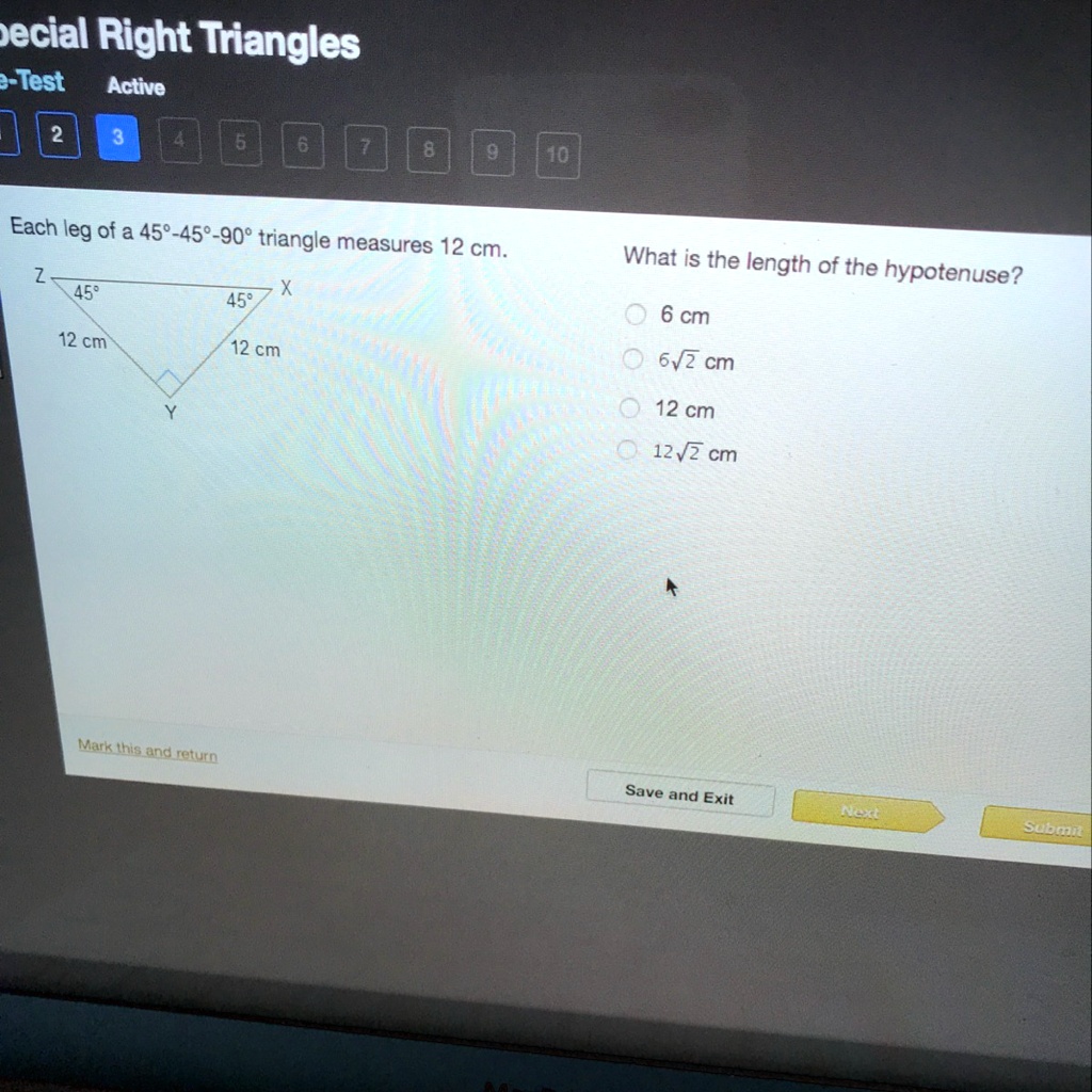 Each Leg Of A 45 45 90 Triangle Measures 12 Cm What Is The Length Of each-leg-of-a-45-45-90-triangle-measures-12-cm-what-is-the-length-of
