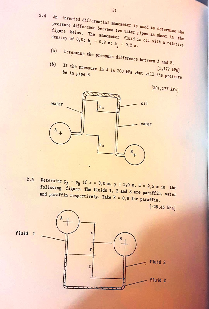 31 24 an inverted differential manometer is used to determine the ...