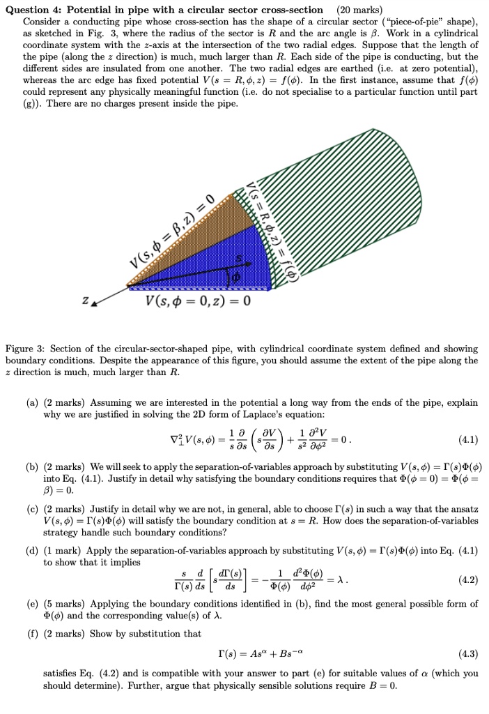 SOLVED: Question 4: Potential in pipe with a circular sector cross-section (20 marks) As ...