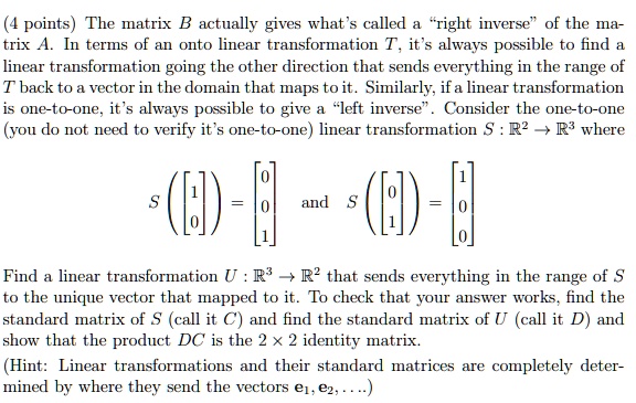 points the matrix b actually gives what called tight inverse of the ma ...