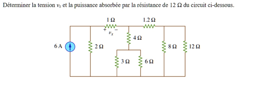 SOLVED: Determine the voltage Vx and the power absorbed by the ...