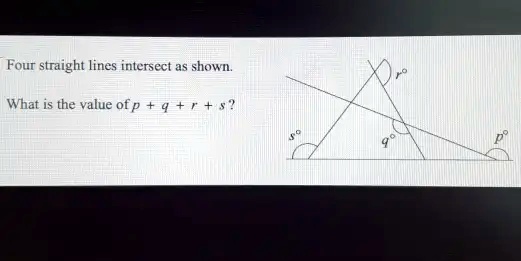 SOLVED: Four straight lines intersect as shown: What is the value of p
