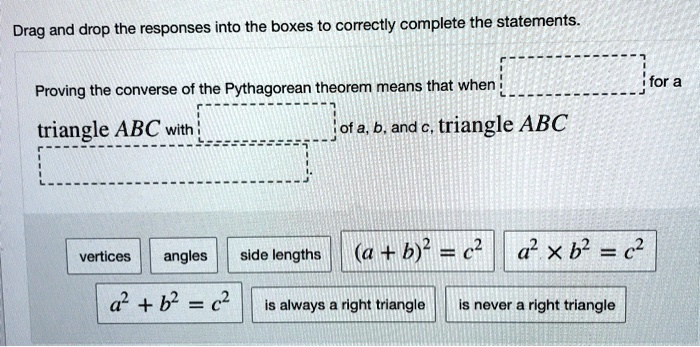 drag and drop the responses into the boxes to correctly complete the ...