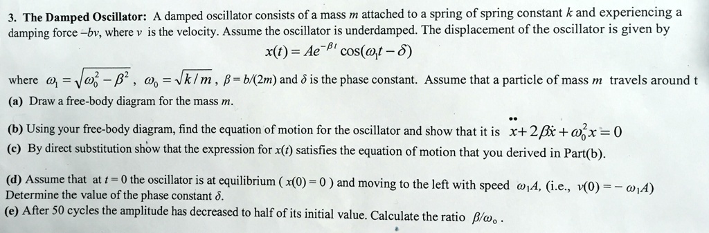 The damped oscillator question! 3. The Damped Oscillator: A damped ...