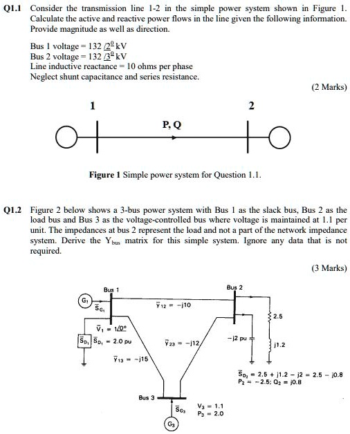 SOLVED: Q1.1 Consider the transmission line 1-2 in the simple power system shown in Figure 1 ...