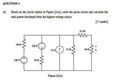 SOLVED: QUESTION 4 (a) Based on the circuit shown in Figure Q4(a), solve the given circuit and ...