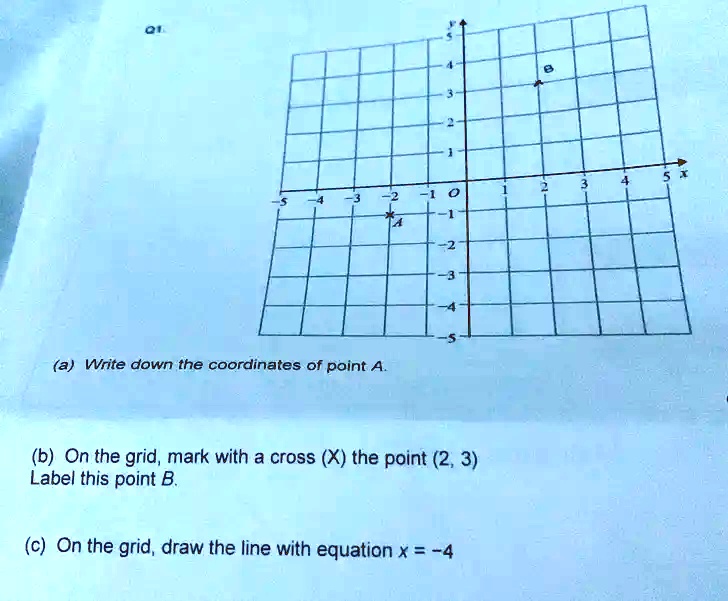 SOLVED: (a) Write down the coordinates of point A (b) On the grid, mark ...