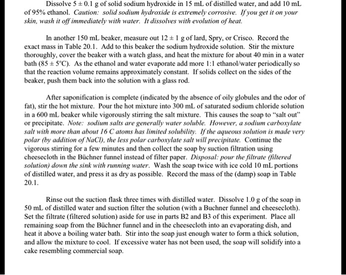 SOLVED: Dissolve 50.1 g of solid sodium hydroxide in 15 mL of distilled ...
