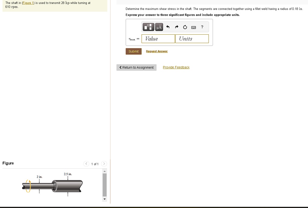 The shaft in (Figure 1) is used to transmit 28 hp while turning at 610 ...