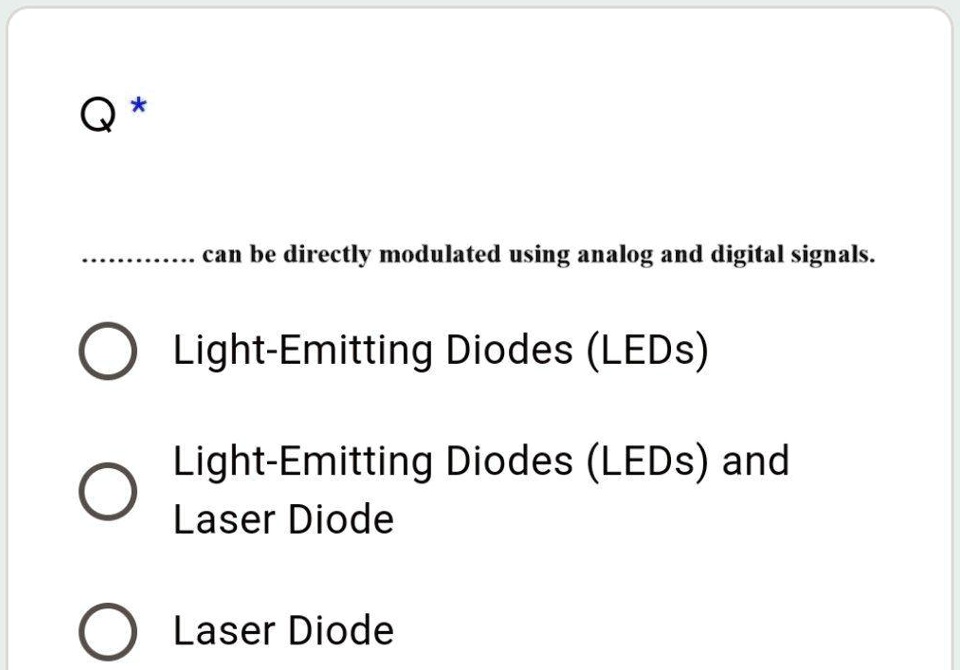 SOLVED: can be directly modulated using analog and digital signals ... SOLVED: can be directly modulated using analog and digital signals ...