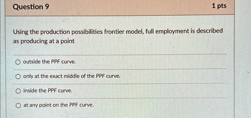 SOLVED: Question 9 1pt Using the production possibilities frontier ...