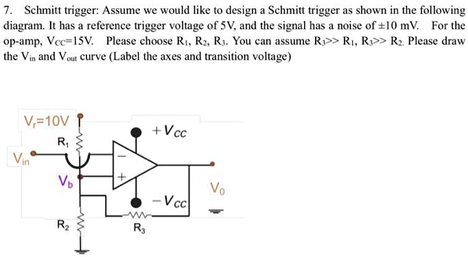 SOLVED: Schmitt trigger: Assume we would like to design a Schmitt trigger as shown in the ...