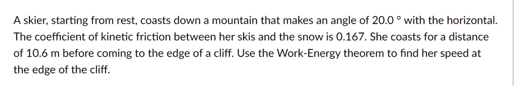 SOLVED: A skier; starting from rest; coasts down a mountain that makes ...