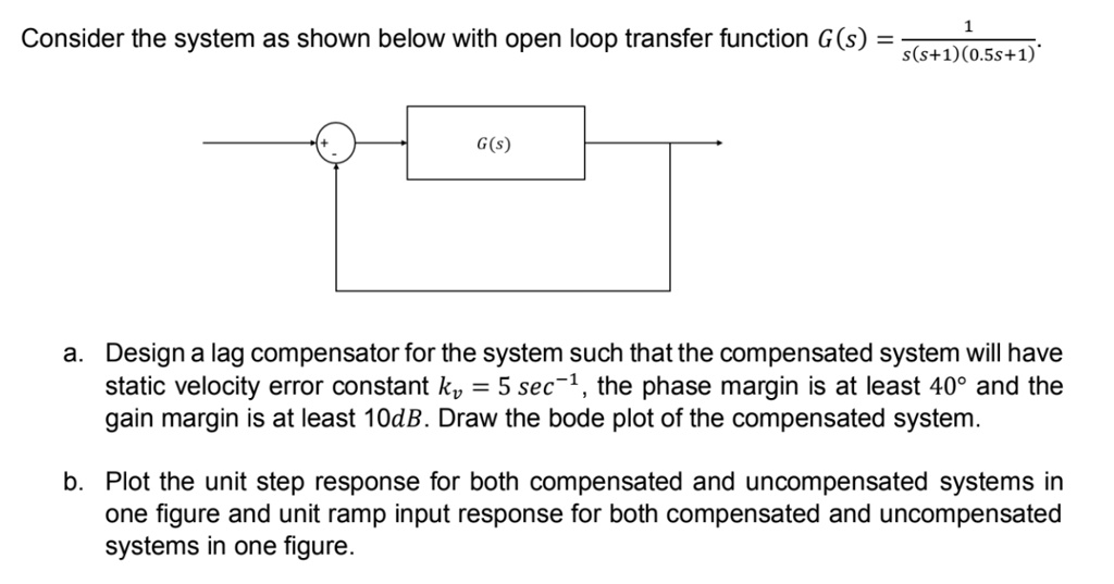 Consider the system as shown below with open loop transfer function G(s) = (1)/(s(s+1)(0.5s+1 ...