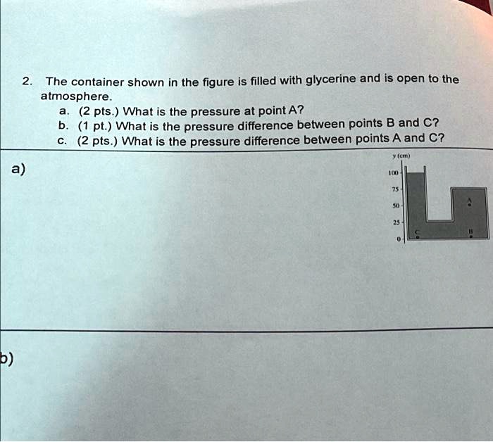 SOLVED: Atmosphere. a) What is the pressure at point A? b) What is the pressure difference ...