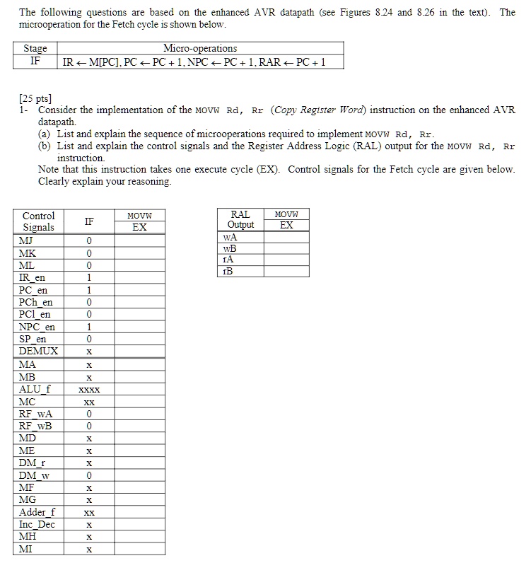 SOLVED: The following questions are based on the enhanced ATR datapath (see Figures 8.24 and 8. ...