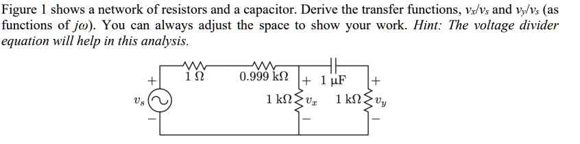[GET ANSWER] Figure 1 shows a network of resistors and a capacitor. Derive the transfer ...