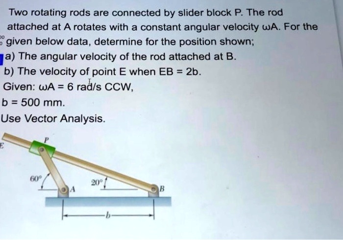SOLVED: Two rotating rods are connected by a slider block P. The rod ...