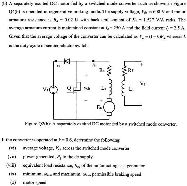 SOLVED: A separately excited DC motor fed by a switched mode converter ...