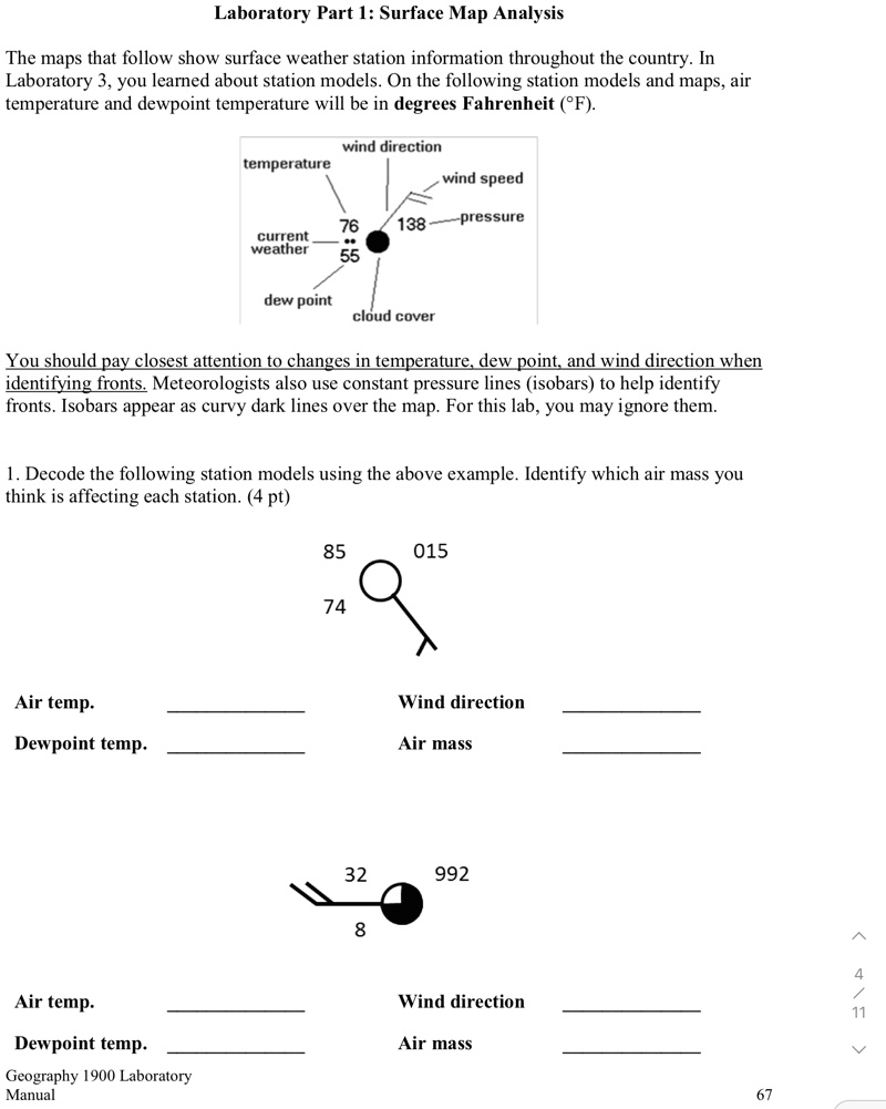 SOLVED: The question I posted as a picture. Laboratory Part I: Surface Map Analysis The maps ...