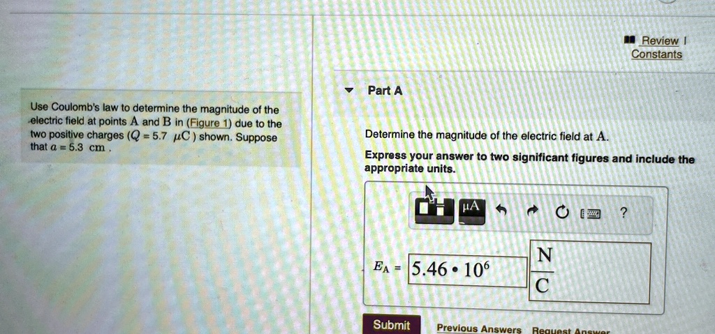 use coulombs law to determine the magnitude of the electric field at ...