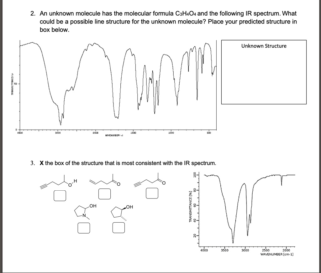 TRANSMITTANCE [%] 50 2. An unknown molecule has the molecular formula ...
