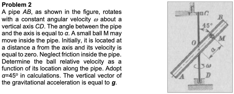 Problem 2 A pipe AB, as shown in the figure, rotates with a constant ...